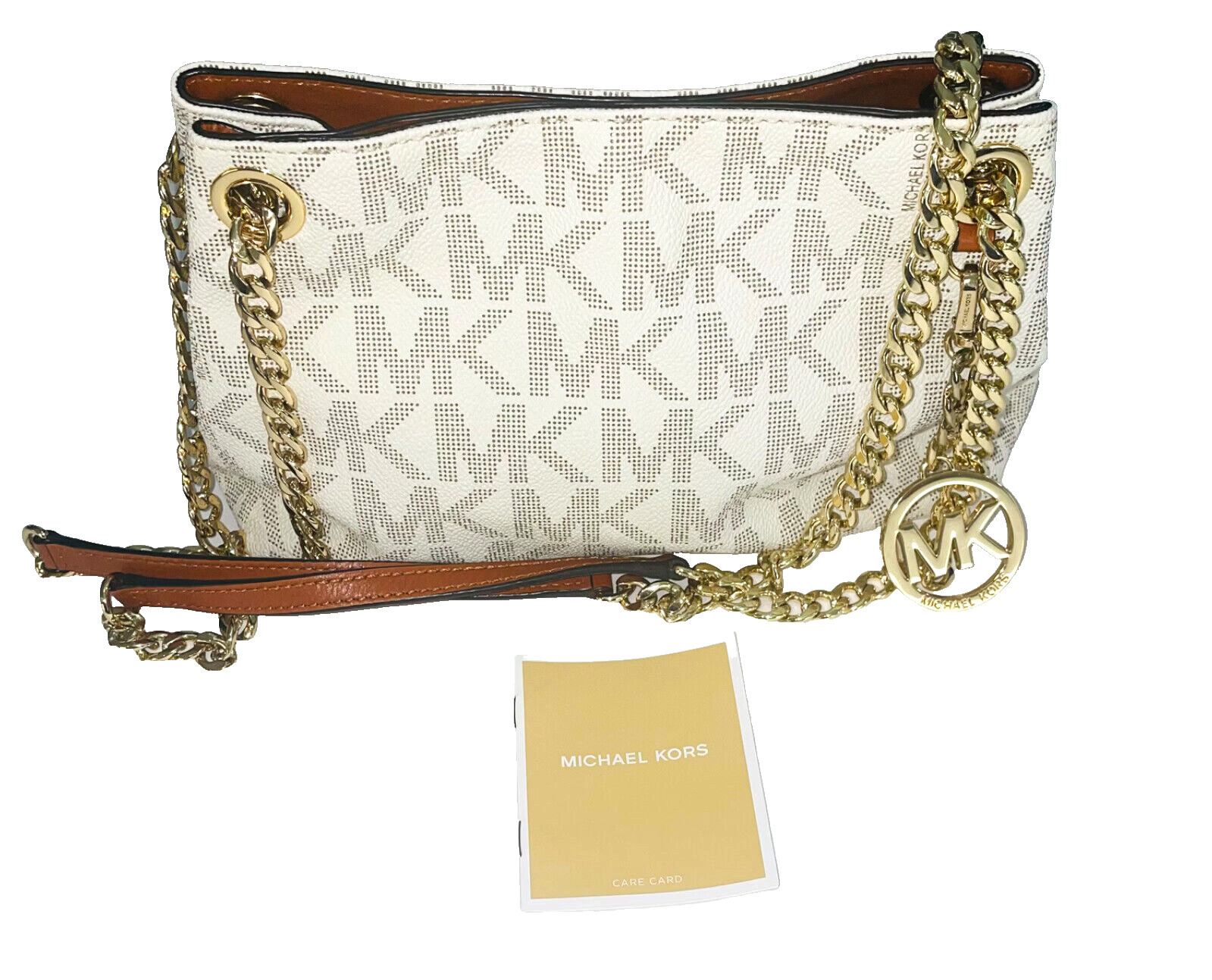Michael Kors Jet Set MK Logo Crossbody Gold Chain Pur… - Gem
