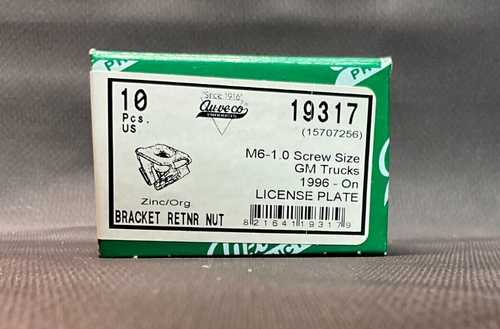 Auveco 19317 License Plate Bracket Retainer Nut M6 for GMM Qty 10 | eBay