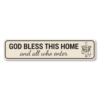 God Bless This Home Sign, Religious Sign, Christian Inspirational Metal ...