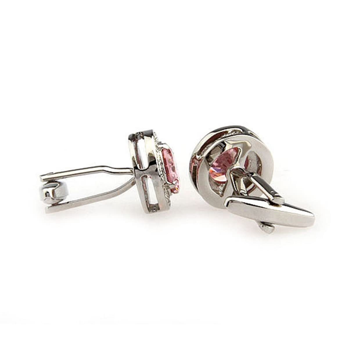 Pink Crystal Round Pair of Cufflinks with Presentation Gift Box Polish ...