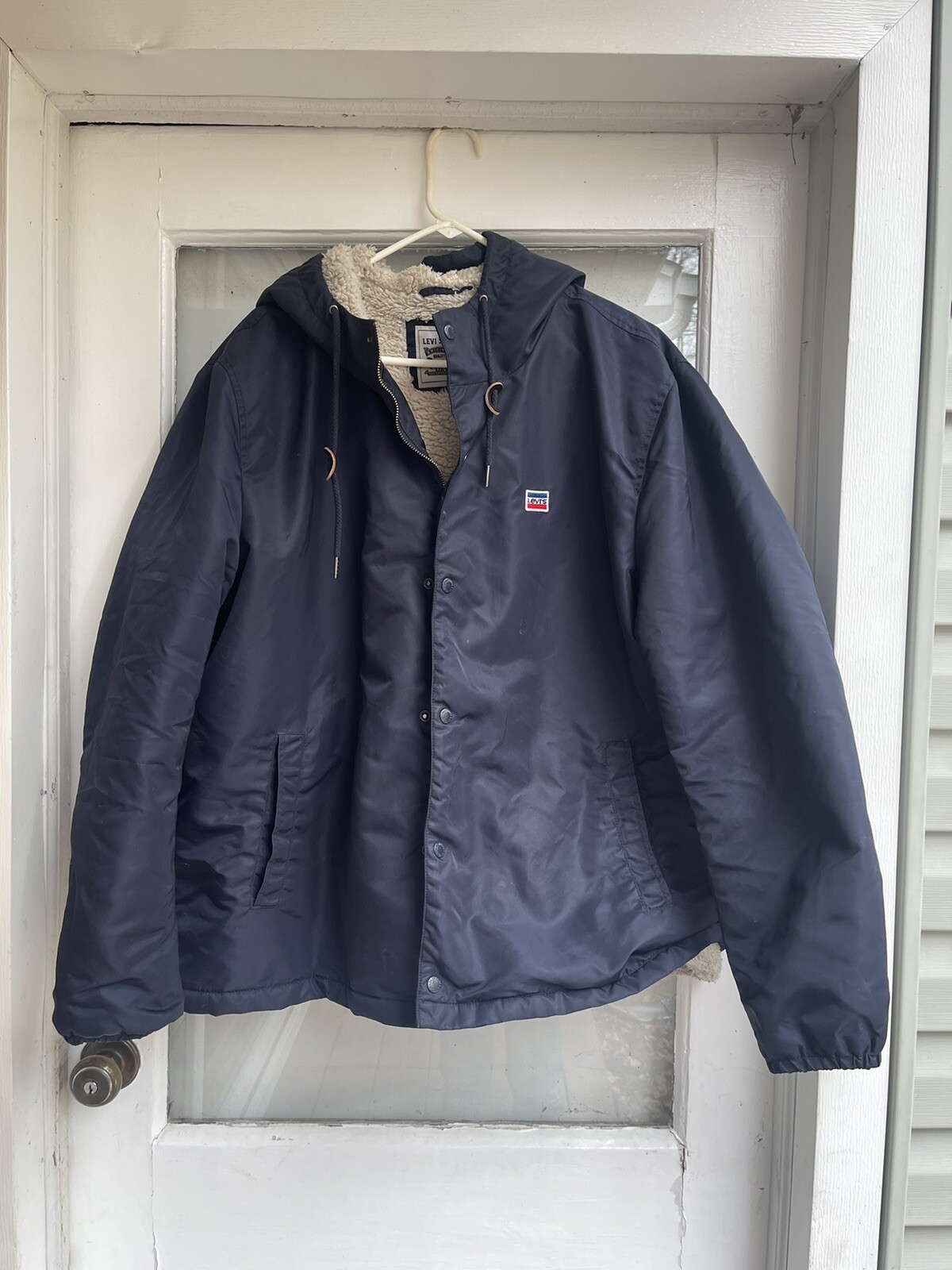 Levi’s Blue Canvas Jacket Sherpa Lined Rare Red White & Blue Levi’s ...