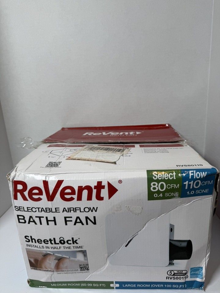 NEW ReVent 80-110 Adjustable CFM Ceiling/Wall Mount Bathroom/Bath ...