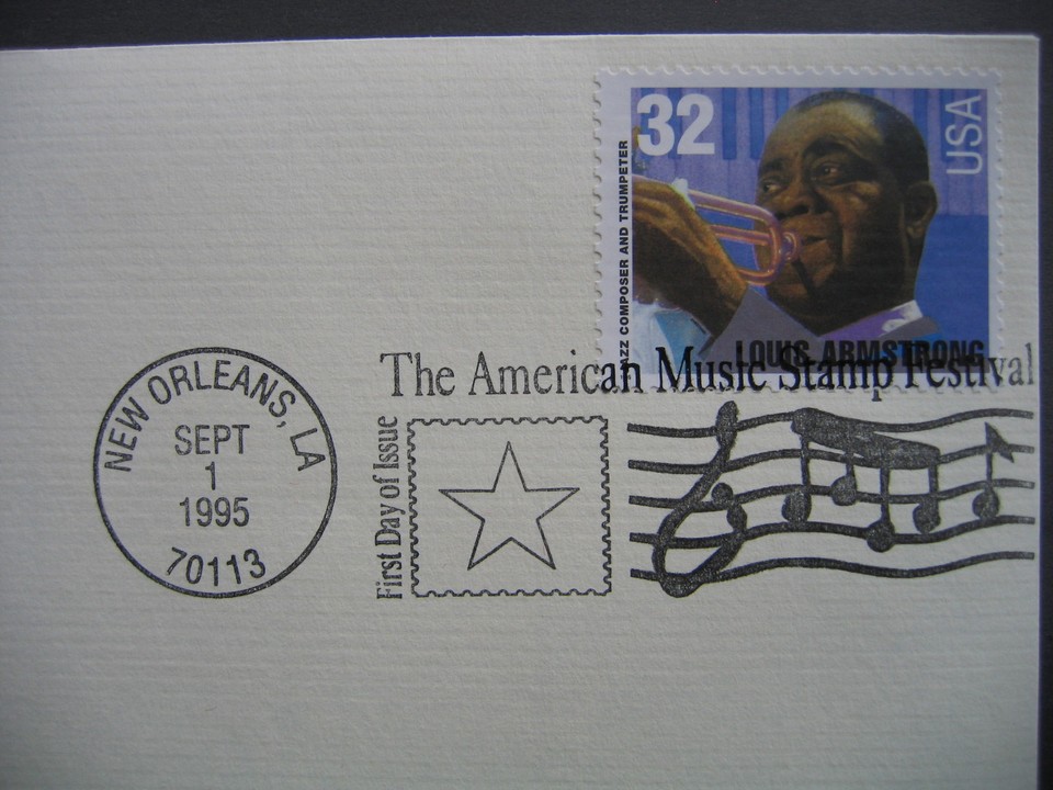 1995 Jazz Musicians Louis Armstrong Gold GOLDEN Cover replica FDC STAMP ...