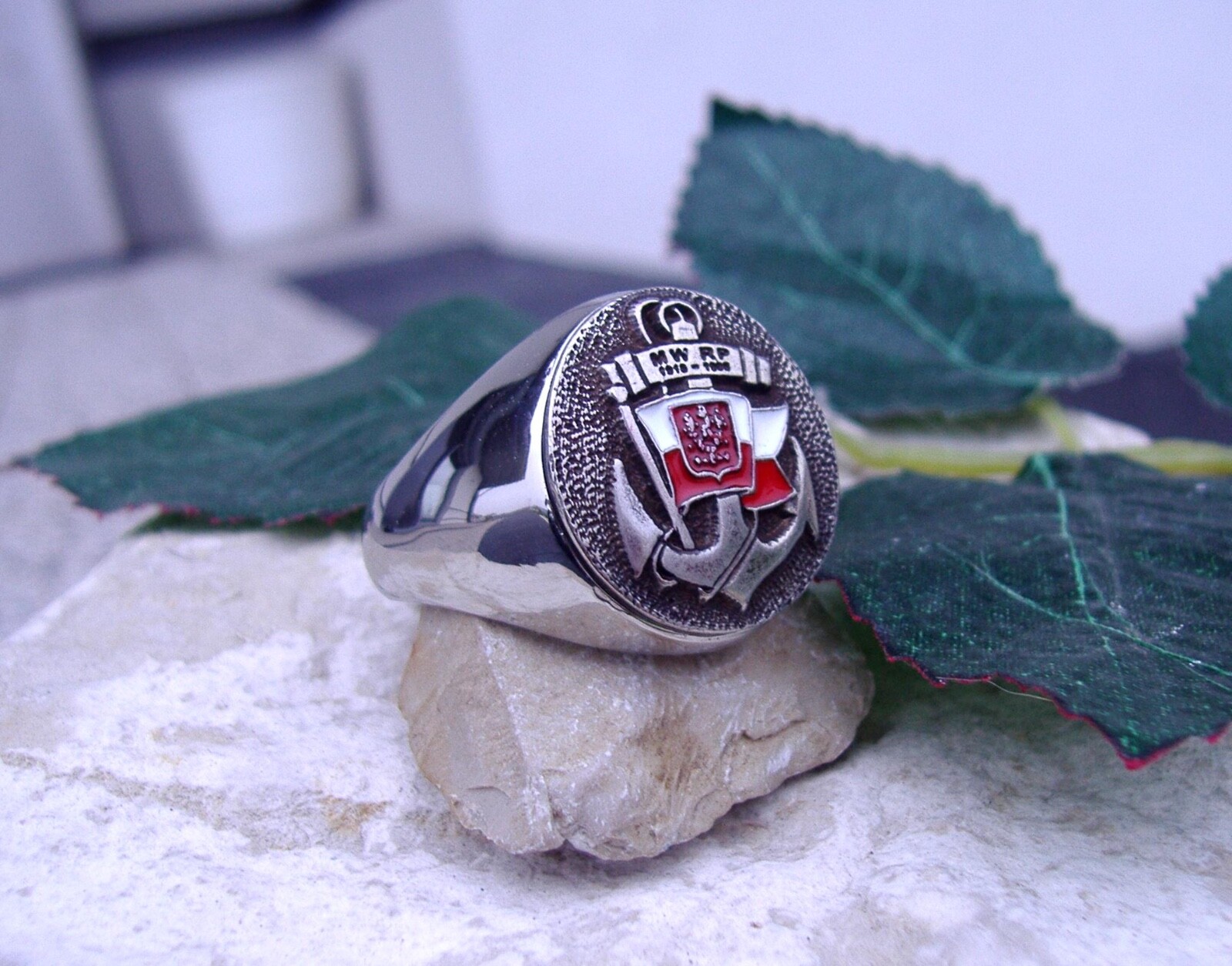 POLISH NAVY RING POLSKA MARYNARKA EAGLE POLAND ARMY SIGNET PIN SEAL ...