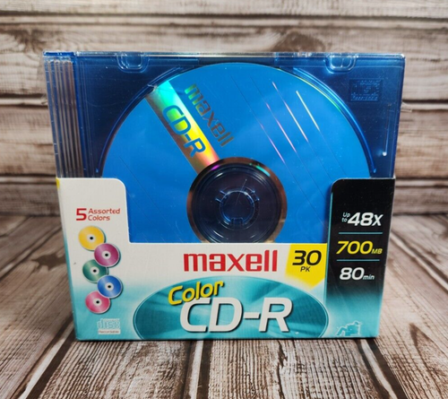 MAXELL 700MB 30pk Color CD-R 80 Min Individual Cases 648230 NEW ...