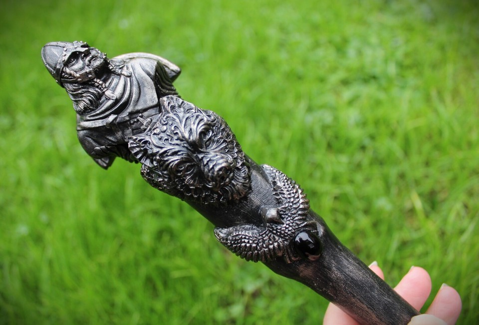 Viking wand wolf ravens magic wand, handmade magic wand. | eBay UK