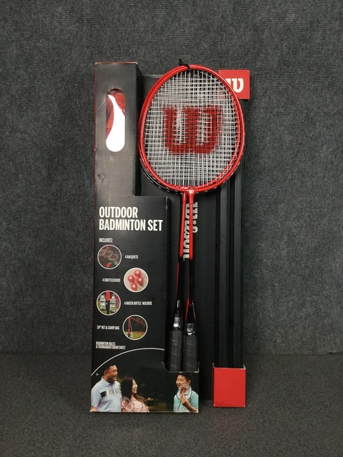Wilson Outdoor Badminton Set 4 Racquets 6 Shuttlecocks 20ft Net Bag for ...