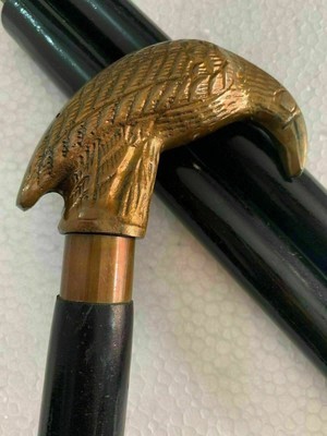 Antique Solid Crow Brass Handle Handle Brown Shaft Wooden Walking Stick ...
