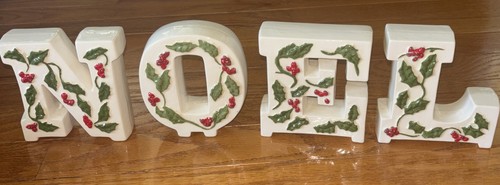 Vintage 1981 Provincial Mold Ceramic Christmas NOEL Letters 4x4 Holly ...