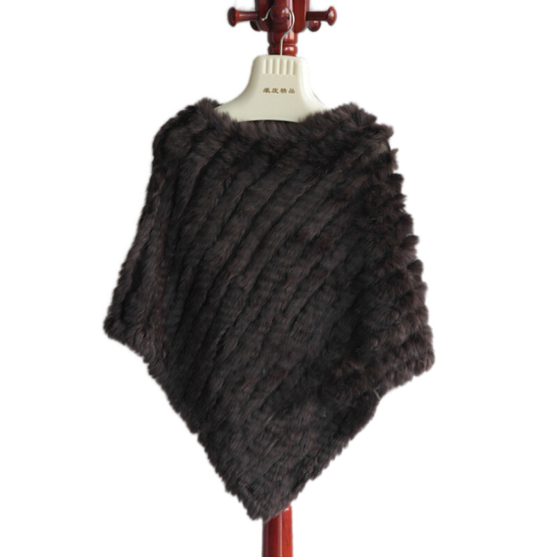 Women Real Rabbit Fur Pullover Poncho Cape Winter Warm Shawl Wraps ...