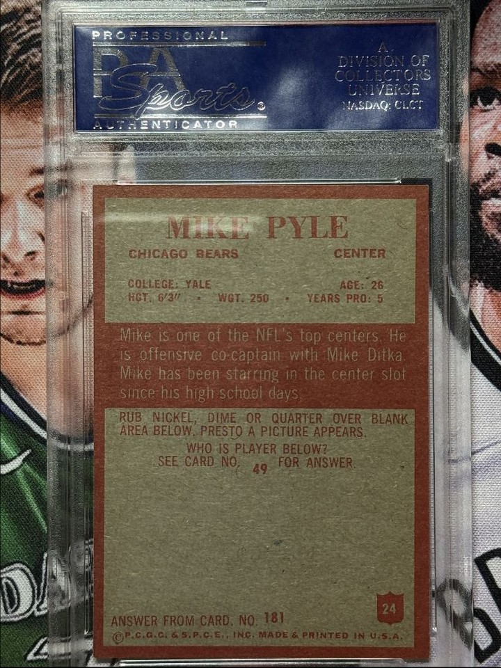 1965 Philadelphia Mike Pyle PSA 8 Chicago Bears #24 | eBay