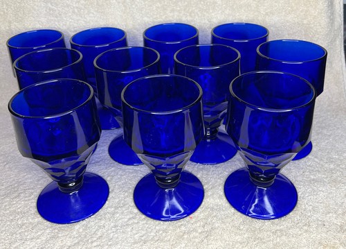 Vintage Viking Georgian Cobalt Blue Glass Footed Water Goblets Lot of ...