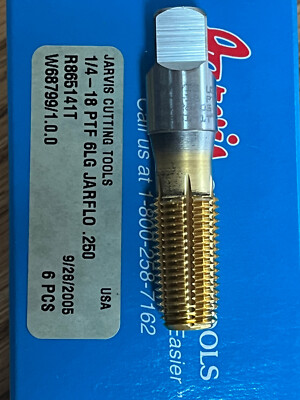 Jarvis 1/4-18 PTF HSS Thread Forming Pipe Tap, TiN Coated | eBay