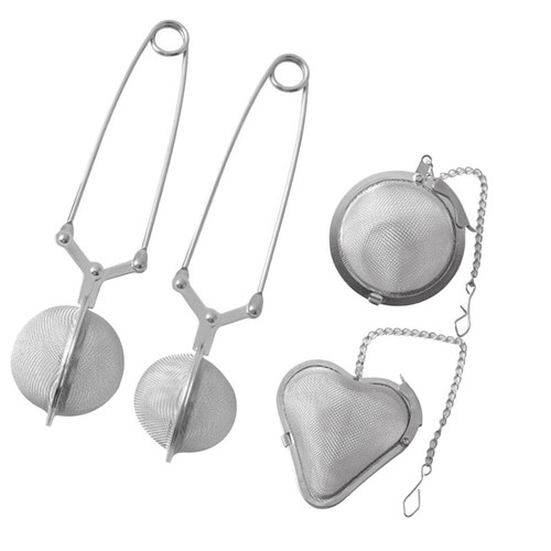 4 Pcs Loose Leaf Tea Strainer Heart Shape Round Infuser Stainless Steel ...