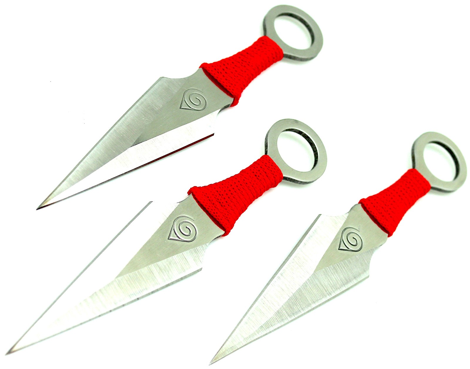 6 1/2" NEW 3 Pc AEROBLADES Silver Red Cord KUNAI THROWING KNIVES Throw ...