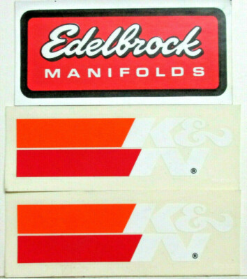 VINTAGE EDELBROCK MANIFOLDS, K & N, RACING ELECTRONICS DECAL BUMPER ...