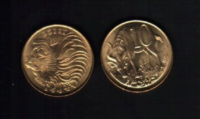 Ethiopia 10 CENTS KM-45 1977-1997 Nyala Lion Wildlife Animal UNC ...