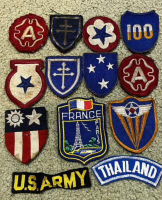 13 Wwii Patch Lot Grouping Of Patches Lot Thailand, US Army, 100, paris ...