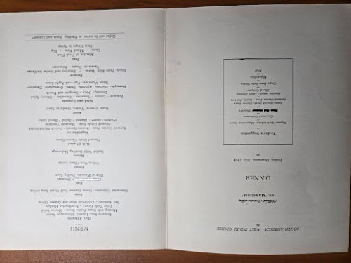 HOLLAND AMERICA Line SS MAASDAM Dinner Menu 1954 Cruise Ship Nautical ...