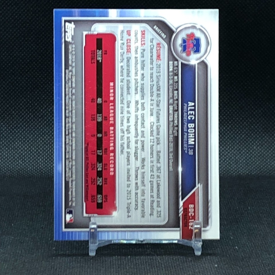 2019 Bowman Draft Alec Bohm Chrome Refractor #BDC-162 Philadelphia ...