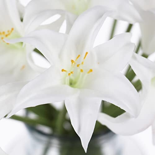 Artificial Lily Real Touch Flowers Fake Latex Lily Flowers White Mini ...