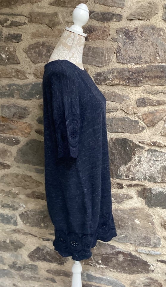 Pretty White Stuff ladies dress size 16 blue linen mix jumper dress ...