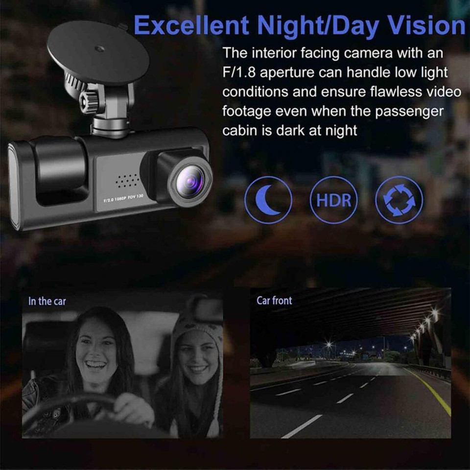 1080P Dual Lens Car Dash Cam Recorder G Sensor DVR Front And Rear ...