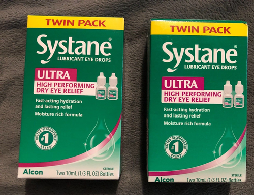 New Lot Of 2 Twin Pack Boxes Systane Ultra Dry Eye Drops 4 x 10ml 10/ ...