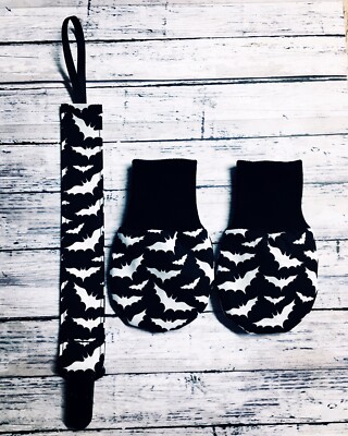 Baby Bat Newborn Mitts Pacifier Clip Set Handmade Gothic Style Goth ...