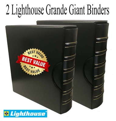 2 Lighthouse Grande Giant Binders + Slipcases For Certified Banknote ...