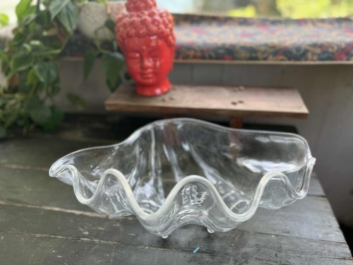 Large 18" Footed Lucite Acrylic Clamshell Serving Bowl | eBay