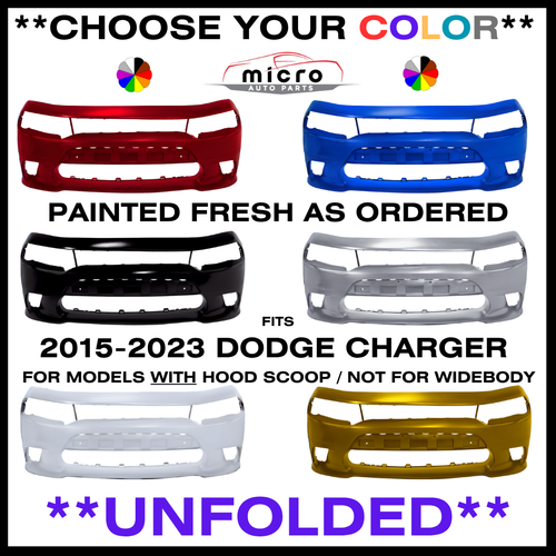 NEW FRONT BUMPER FOR 2015-2023 CHARGER W/HOOD SCOOP CHOOSE YOUR COLOR ...