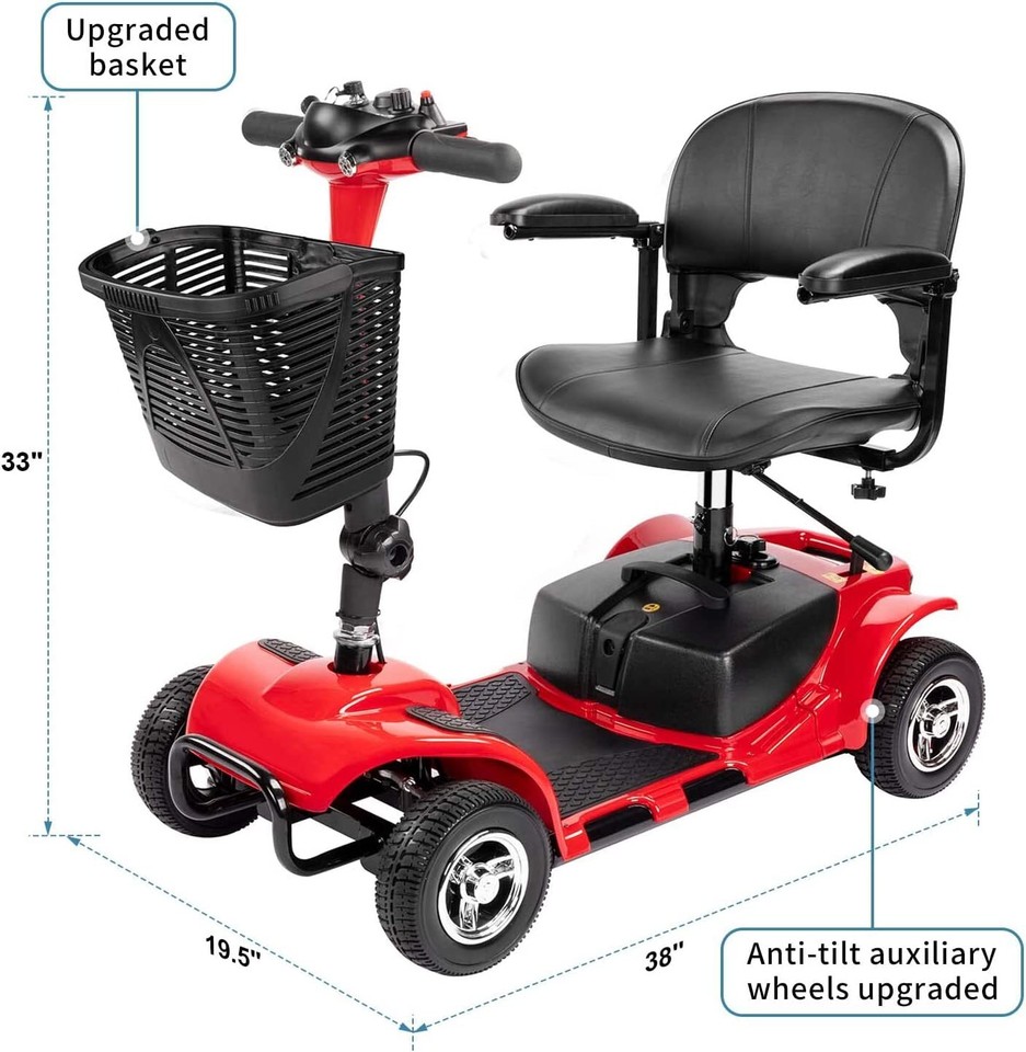 4 Wheels Mobility Scooter Power Wheel Chair Electric Device Compact ...