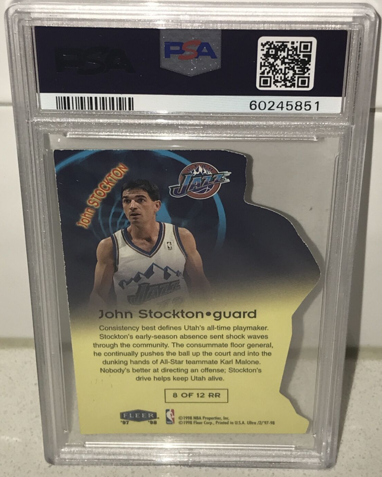 1997-98 Fleer Ultra Rim Rocker #RR8 JOHN STOCKTON Die-Cut Utah Jazz PSA ...