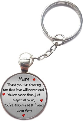 Personalised Mum Pendant Split Keyring Key Chain Birthday Mother's Day ...
