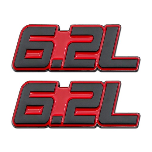 2x Metal Black & Red 6.2L Engine Emblem V6 V8 Logo Sport SUV Racing ...