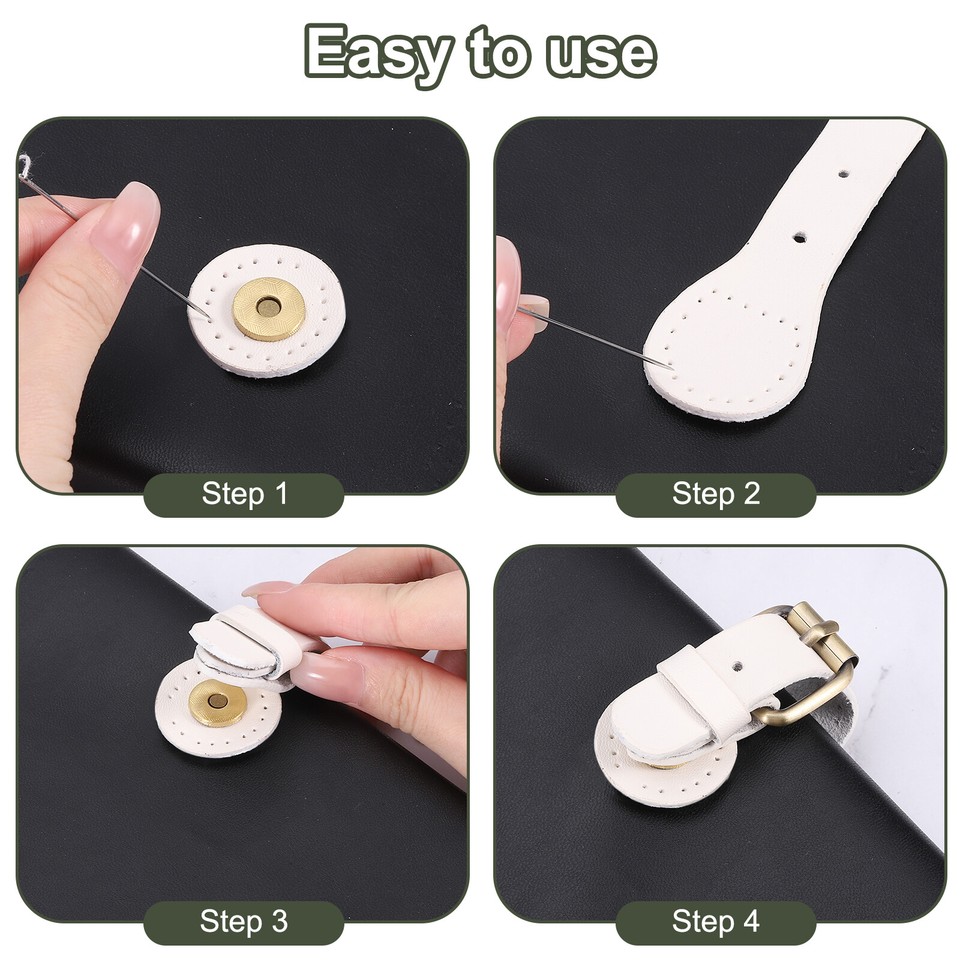 Leather Snap Buckles Snap Button Closure, 2 Pcs Magnetic Snaps, Beige ...