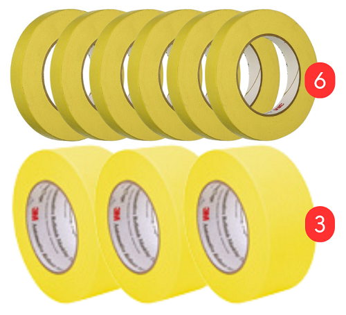 3M YELLOW MASKING TAPE 6652 6654 BUNDLE PACK (3/4" & 1-1/2") | eBay