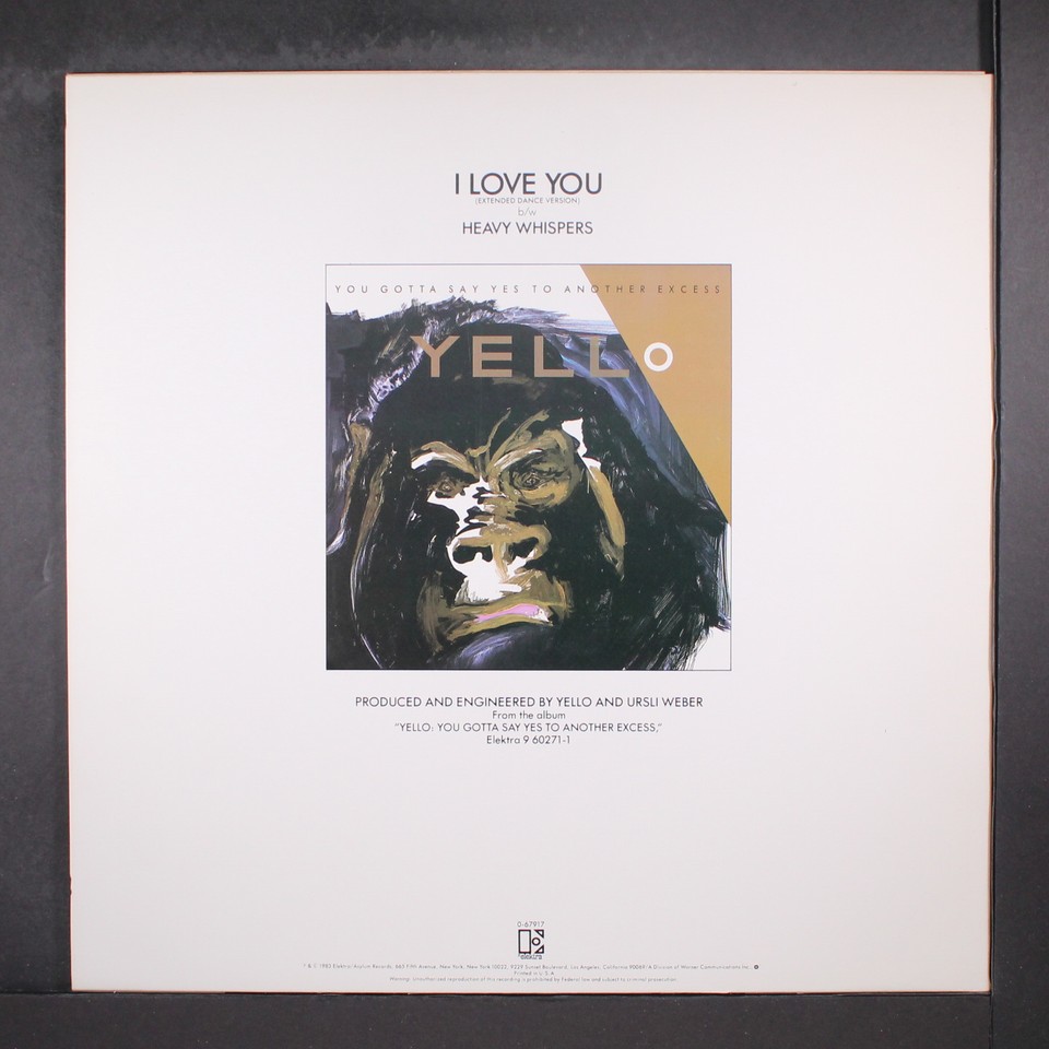 YELLO: i love you (extended / heavy whispers) ELEKTRA 12" Single 33 RPM ...