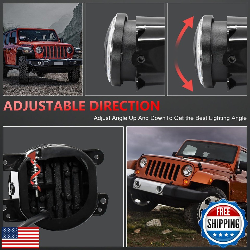 TopAutoGear 4-Inch LED Fog Lights 60W High-Intensity Off-Road Fog Lamp ...