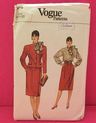 Vogue Patterns Size 8770 Size 8 10 12 Skirt Blouse Shoulder Pads | eBay