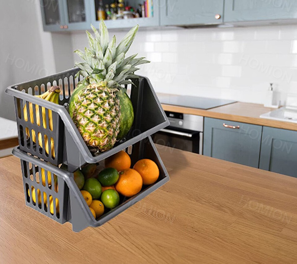 Fruit Vegetable Storage Basket Stacking Kitchen Stackable Unit Rack ...