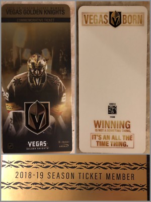 2018-19 VEGAS GOLDEN KNIGHTS SEASON TICKET MEMBER COMMEMORATIVE PLASTIC ...