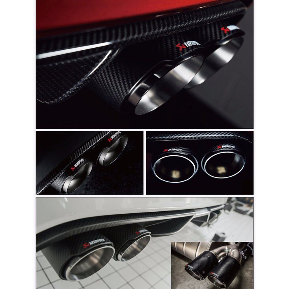 Car Akrapovic Carbon Fiber Exhaust Tip 76mm/101mm Curved Adjustable ...