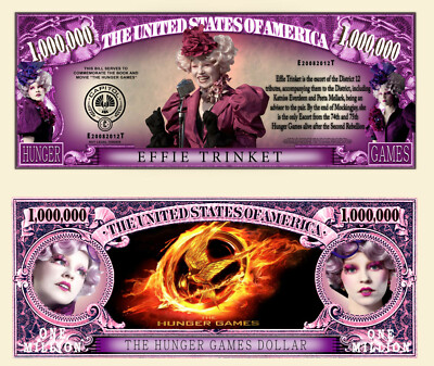 Effie Trinket - HungerGames Million Dollar Bill Funny Money Note + FREE ...