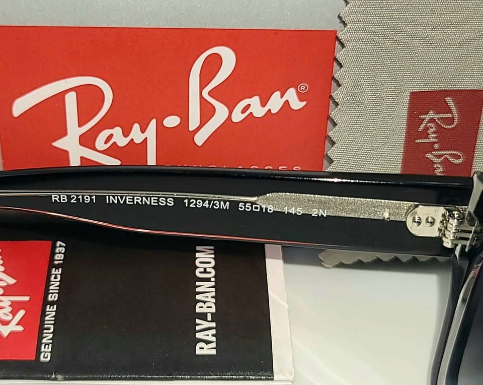 Ray-Ban RB2191 INVERNESS 1294/3M 54MM Black Frame Blue Gradient Lens ...