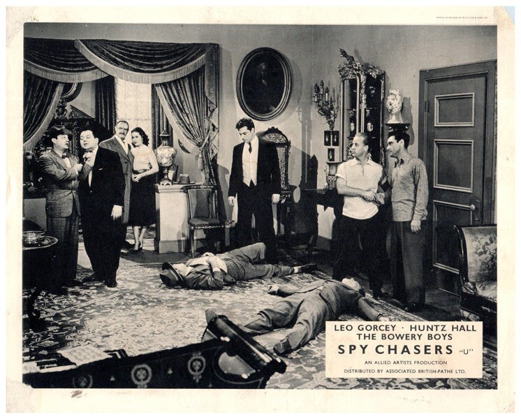 Spy Chasers Original Lobby Card Leo Gorcey Bowery Boys Leon Askin Veola ...