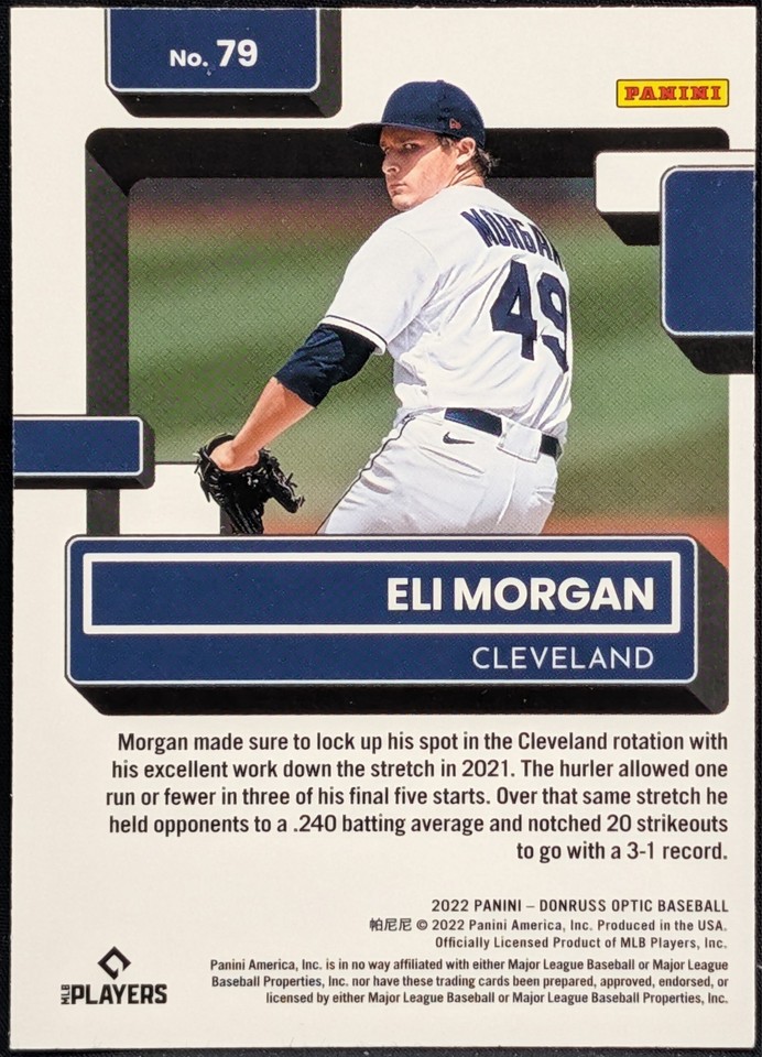 2022 Donruss Optic #79 Eli Morgan Cleveland Guardians RC RR | eBay