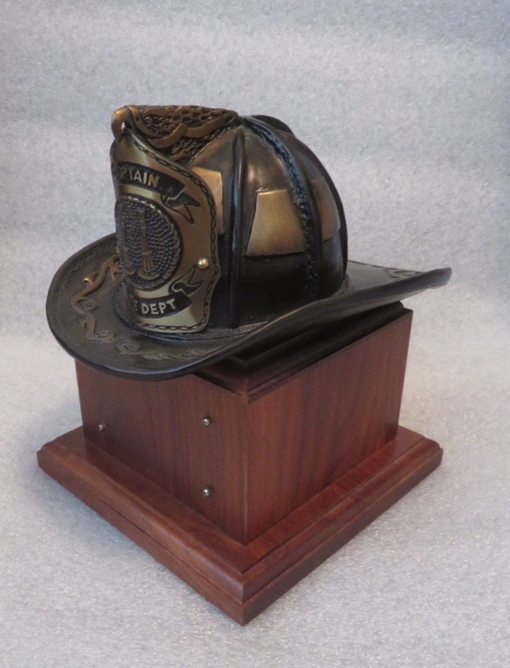 Vintage Rare “Red Hats Of Courage” Bronze Trophy Fireman Hat Captain ...