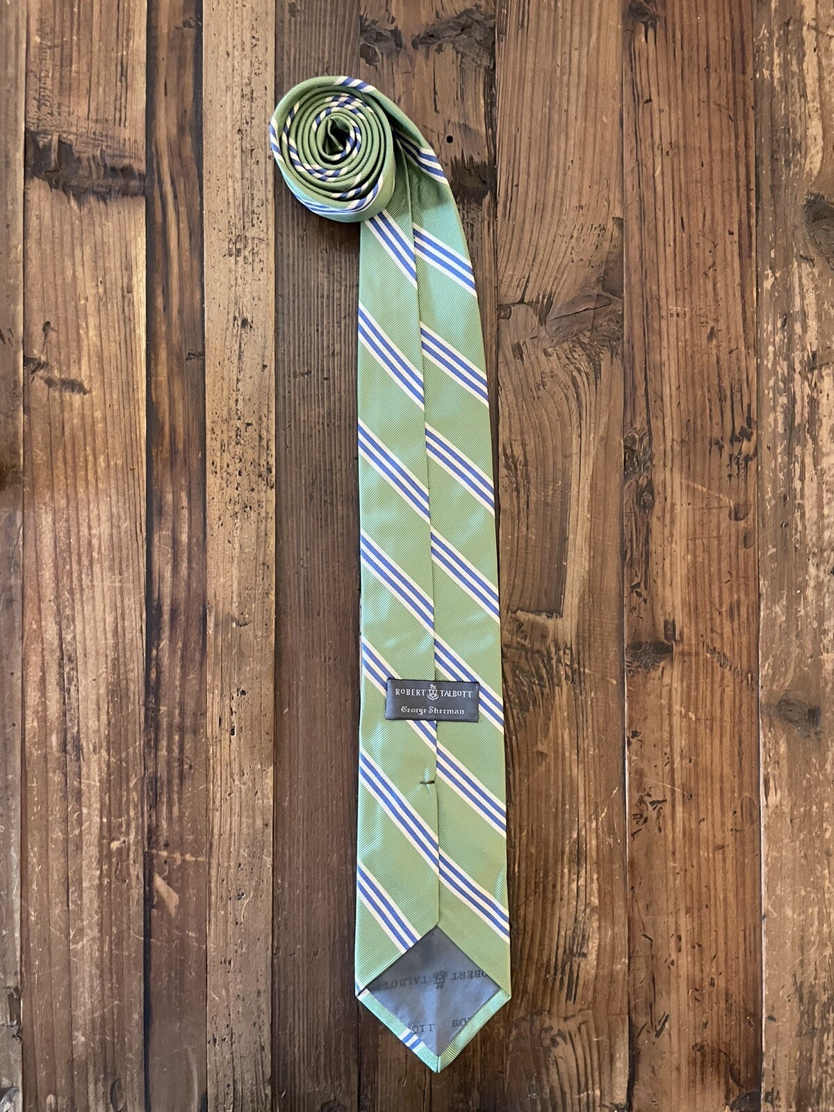 Robert Talbott George Sherman Men's Green Blue Stripe… - Gem